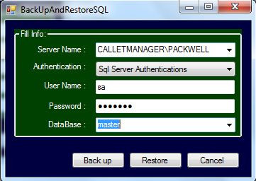 Backup and Restore SQL using VB.net 2008/2010 | SourceCodester